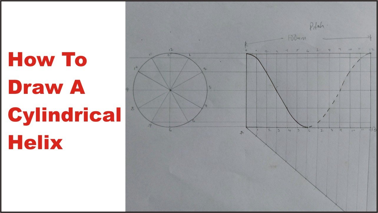 How to Draw a Helix in Engineering Drawing | How to Draw a Cylindrical ...